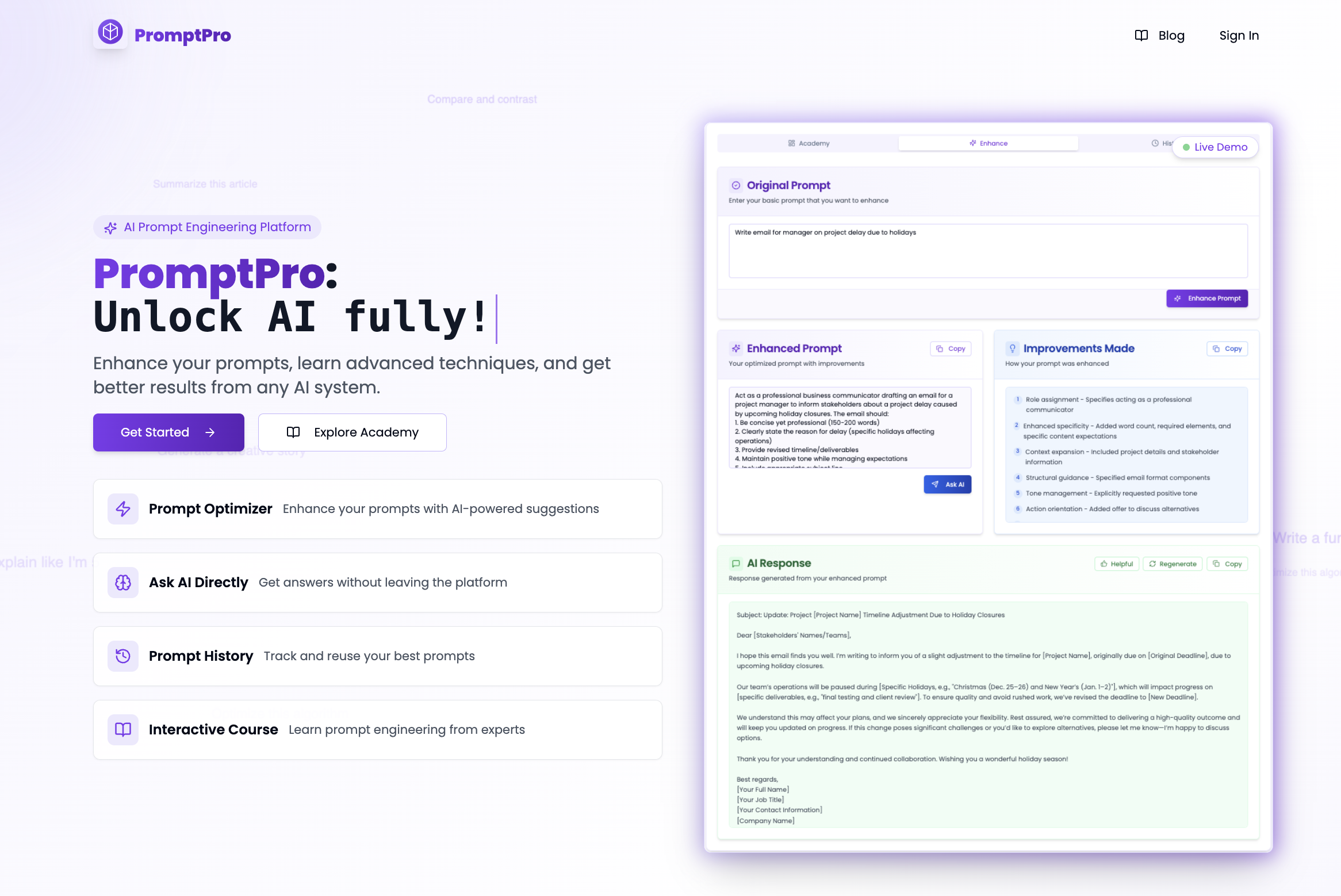 PromptPro - AI Prompt Enhancement Tool